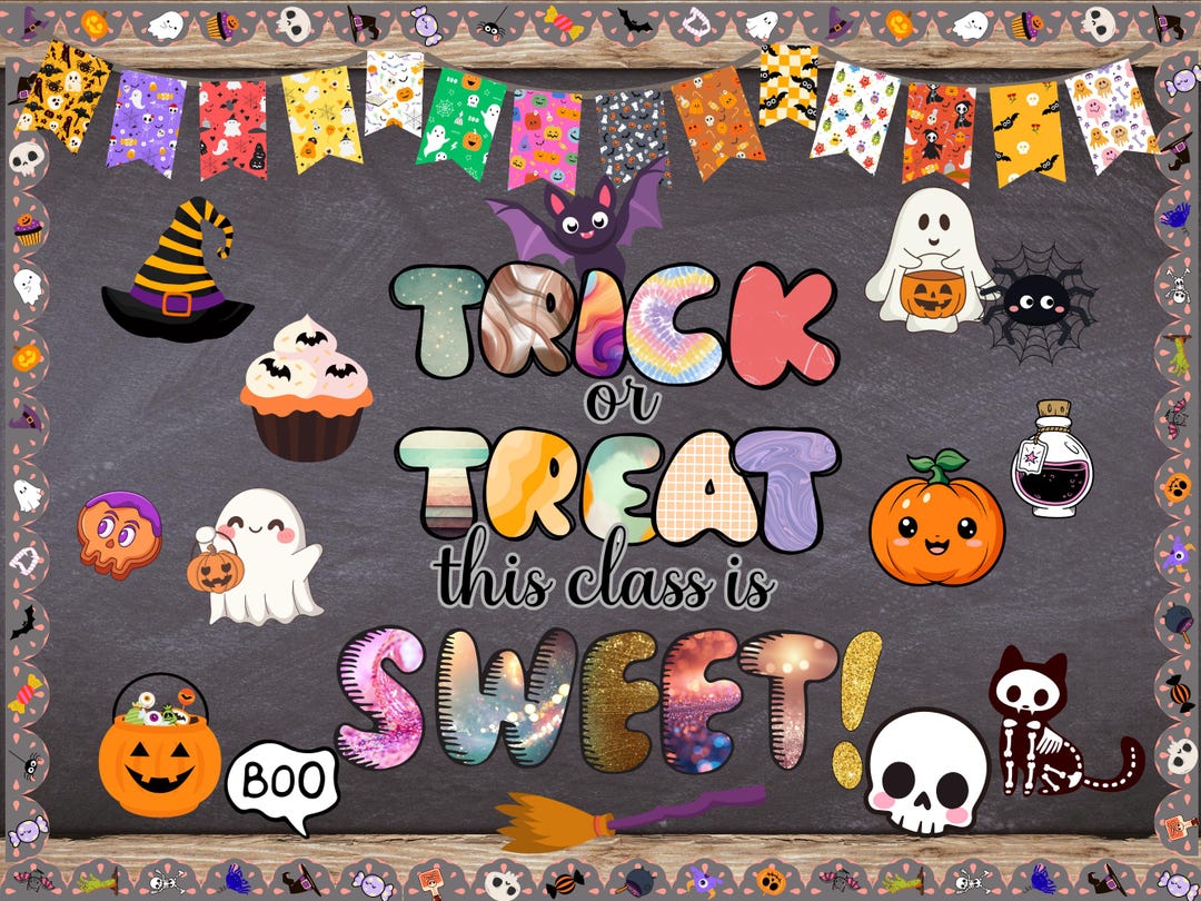 Spooky Trick or Treat Bulletin Board: Printable Halloween Classroom ...