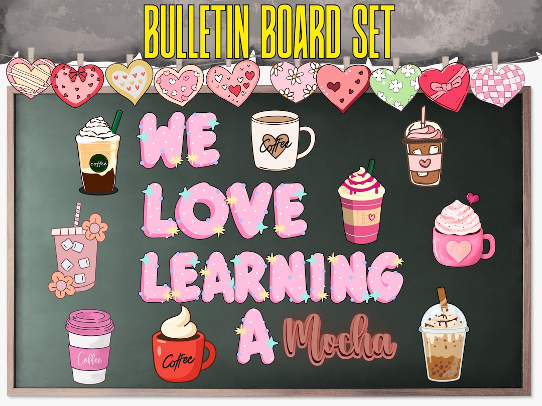 Valentine Bulletin Board Set Class Door Decor February Display ...