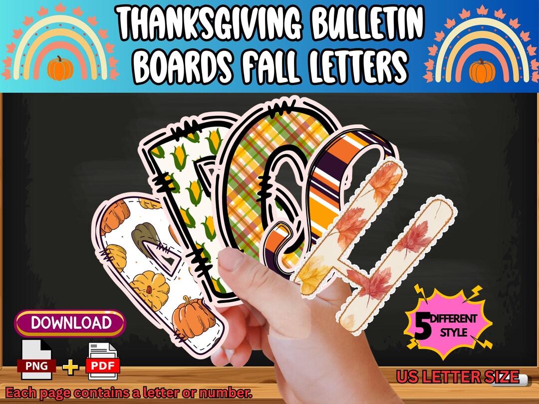 Fall Bulletin Board Letters, Autumn Alphabets Thanksgiving Fonts ...
