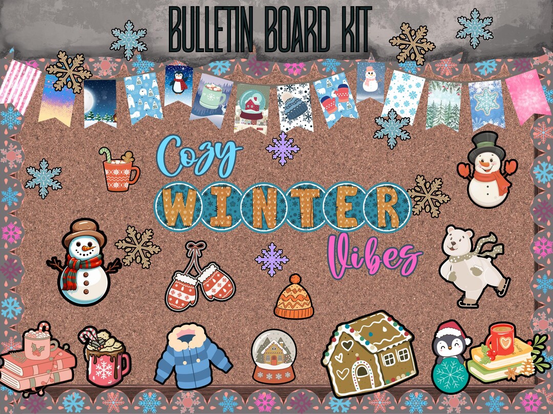 Cozy Winter Bulletin Board Kit Holiday Season Theme: December Seasonal ...