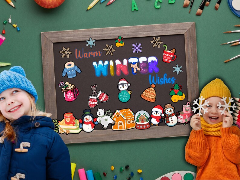 Winter Bulletin Board Kit Printable Set: December Classroom Decor ...