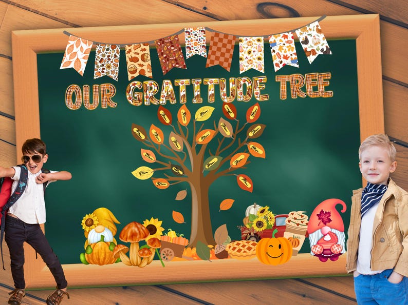 Printable Gratitude Tree: Thanksgiving Classroom Bulletin Board ...