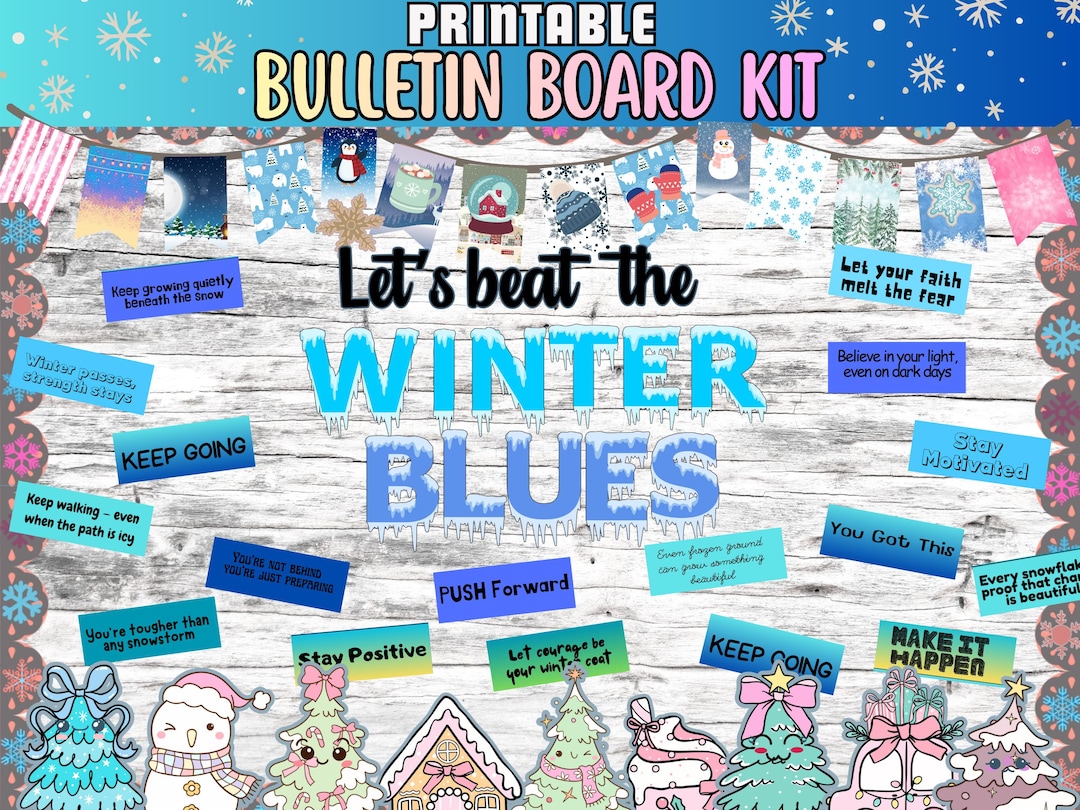 Winter Bulletin Board Kit Mental Health Set: Christmas Holiday Decor ...