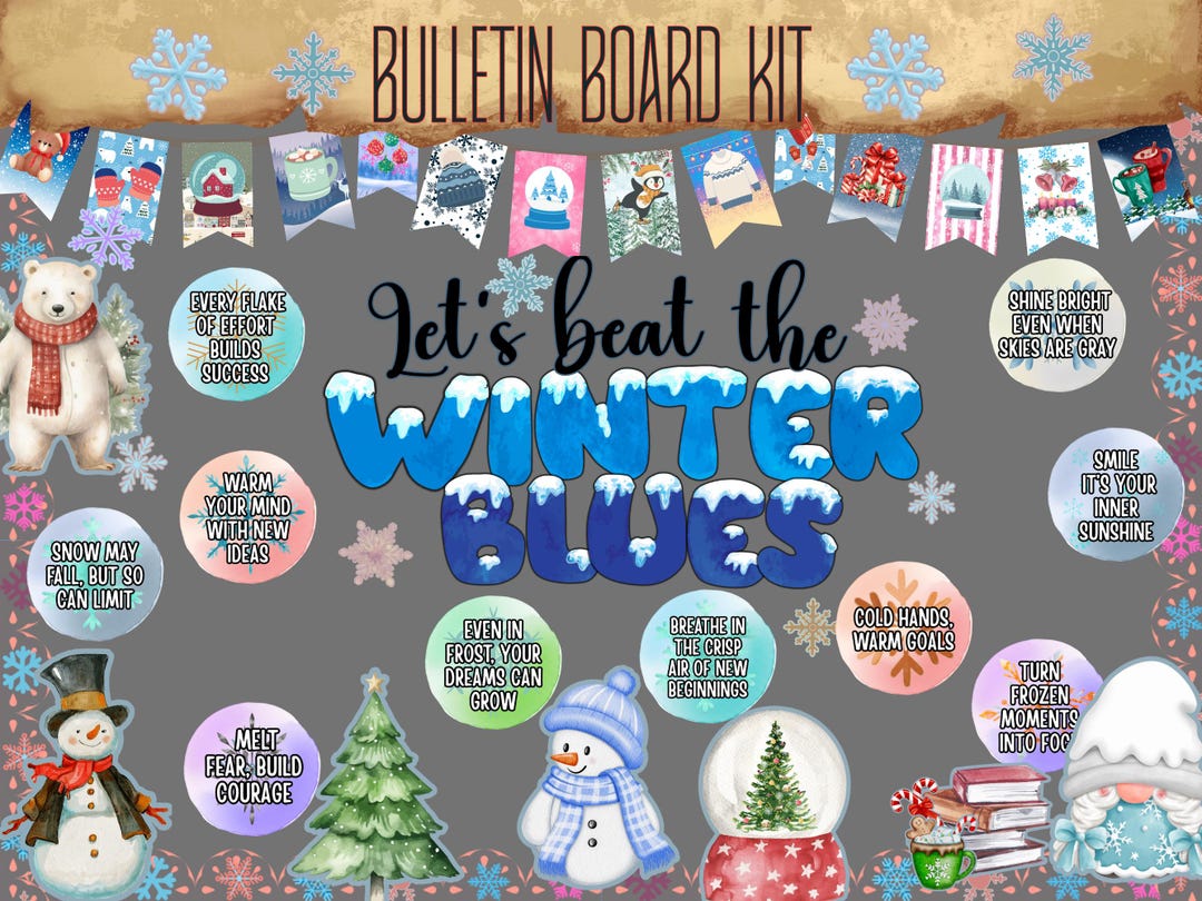 Winter Bulletin Board Kit Printable Mental Health Classrom Decor, Lets ...