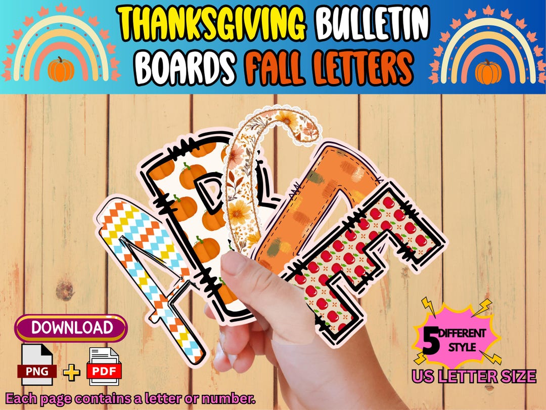 Fall Bulletin Board Letters: Thanksgiving Classroom Decor Letters ...