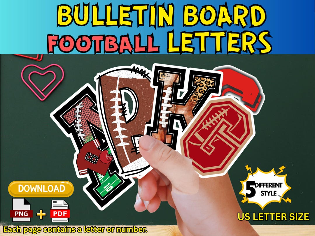 Football Font Alphabet, Sports Theme Clipart (PNG, PDF) - Etsy