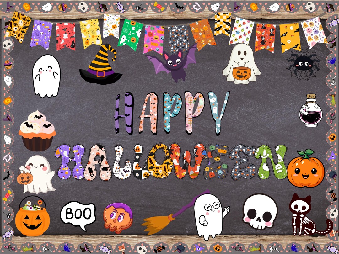 Printable Happy Halloween Bulletin Board Kit Decor PNG Digital Download ...