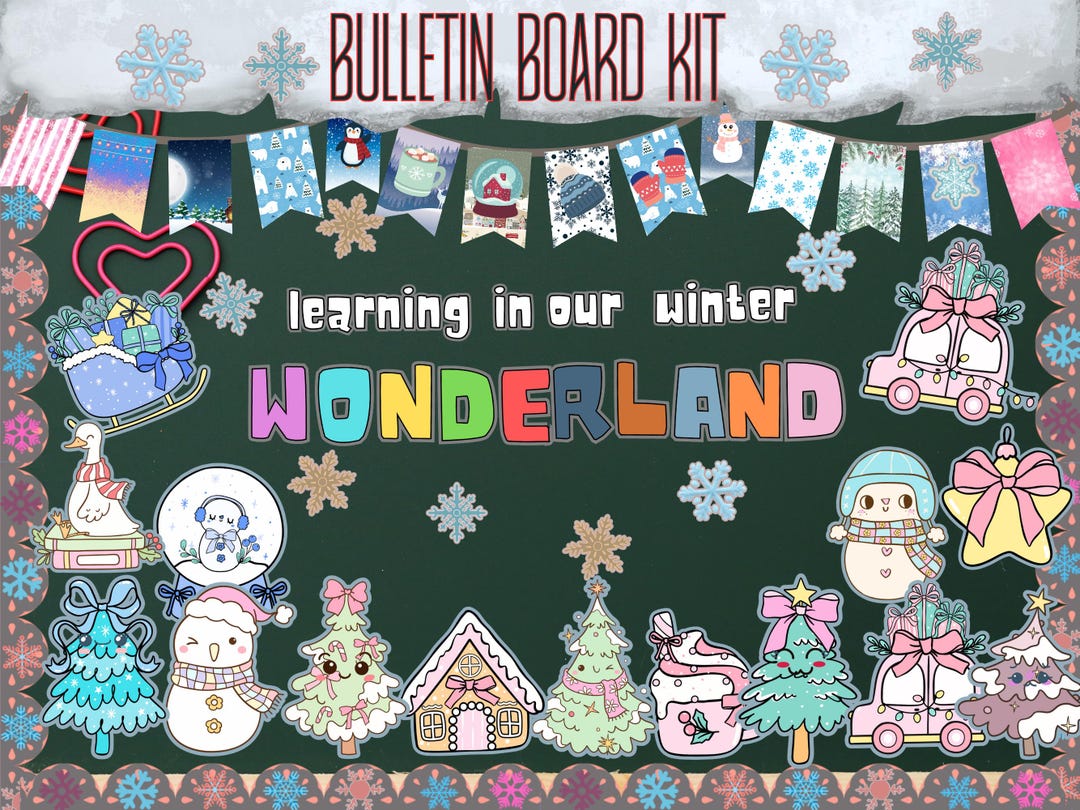 Winter Wonderland Trendy Bulletin Board Kit: Printable Classroom Door ...