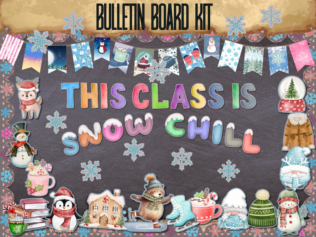 January Snow Winter Bulletin Board Kit: December Classroom Decor ...