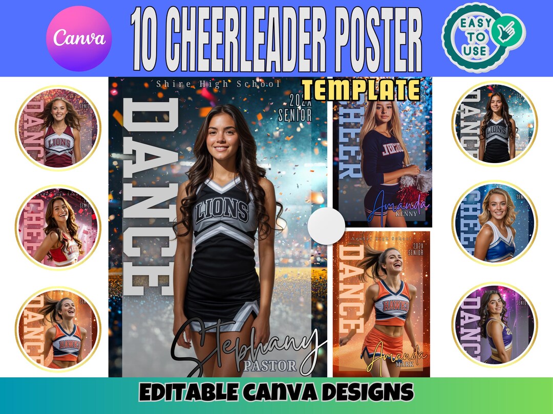 Cheerleader Poster Canva Template Cheer Dance Designs: Senior Night ...