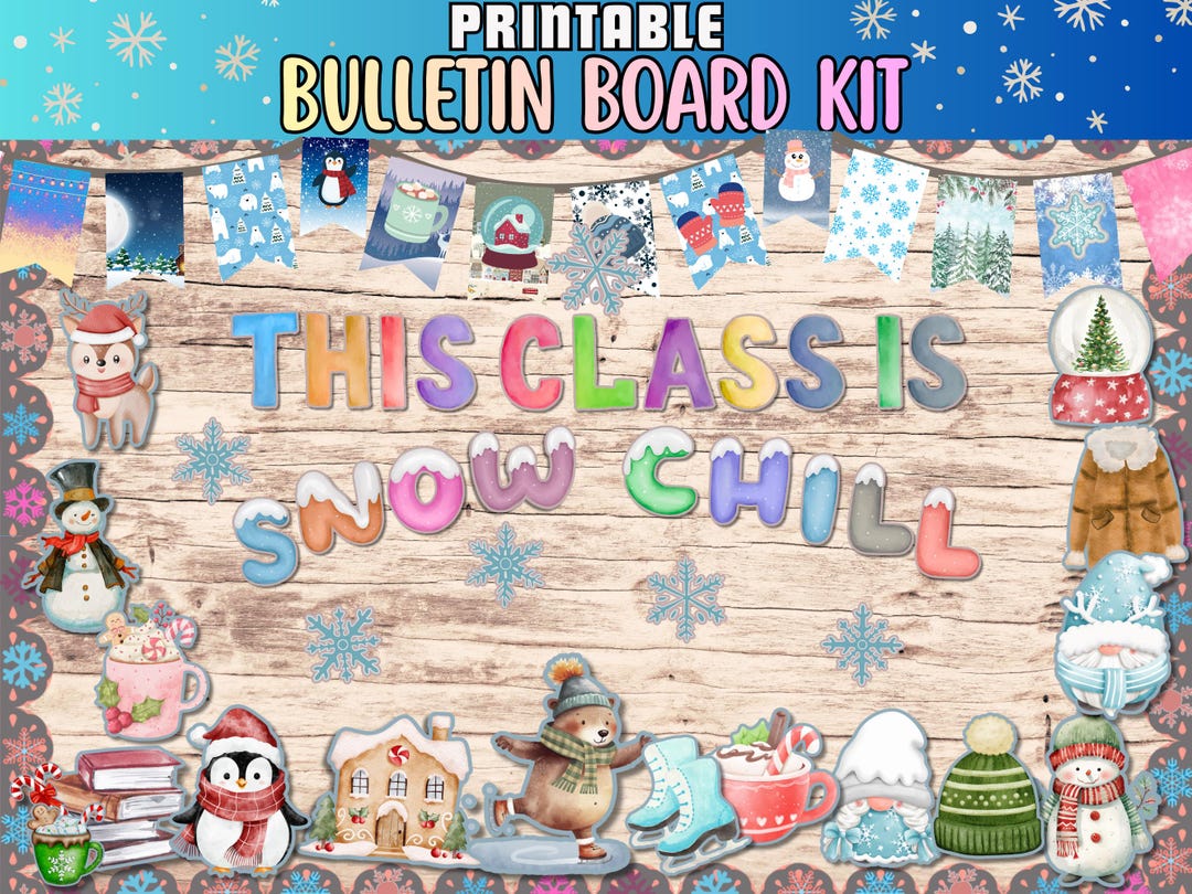 Winter Bulletin Board Kit Printable Set: December Classroom Decor ...