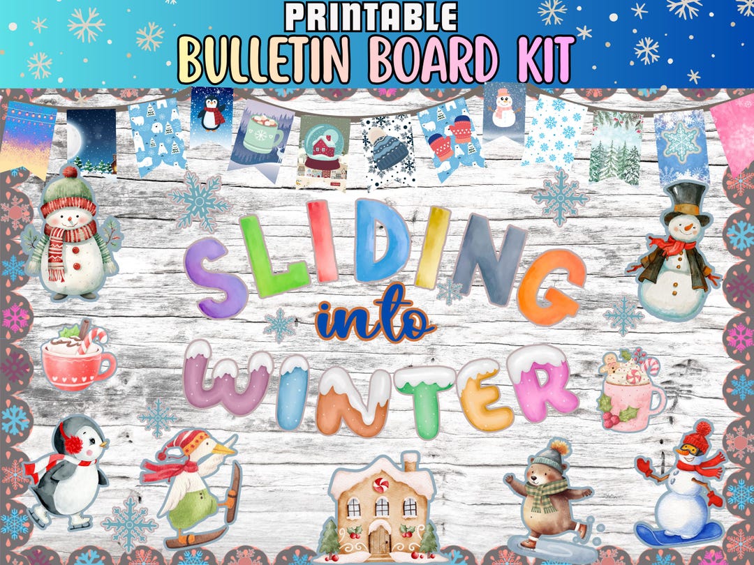 Winter Bulletin Board Kit Printable Set: Christmas Holiday Decor ...