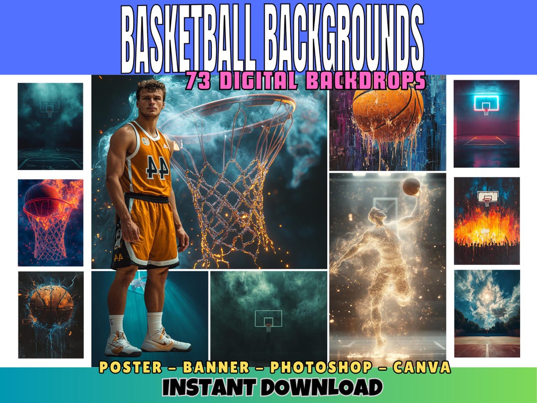 Basketball Backdrops Digital Backgrounds, Basketball Player Poster ...