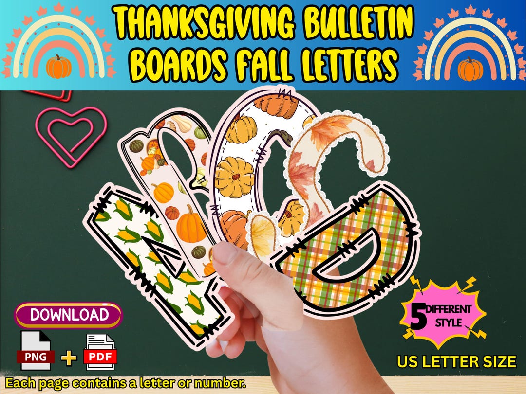 Thanksgiving Letters Font Bulletin Board Kit Printable Fall Alphabets ...