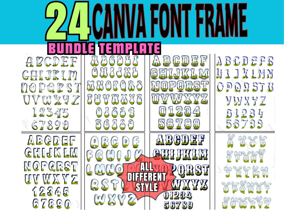 Canva Letter Frames Bundle Doodle Font Png Template, Fill Your Own ...