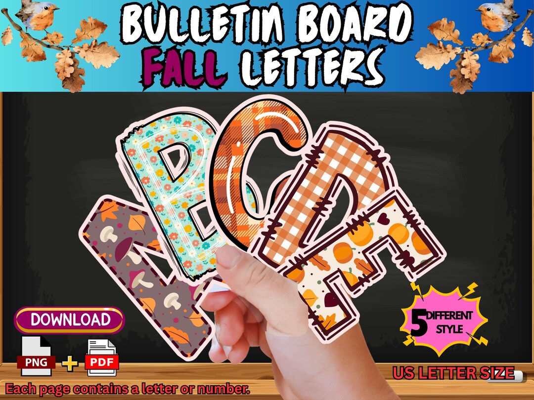 Fall Bulletin Board Letters: Doodle Font, Classroom Decor Alphabets ...