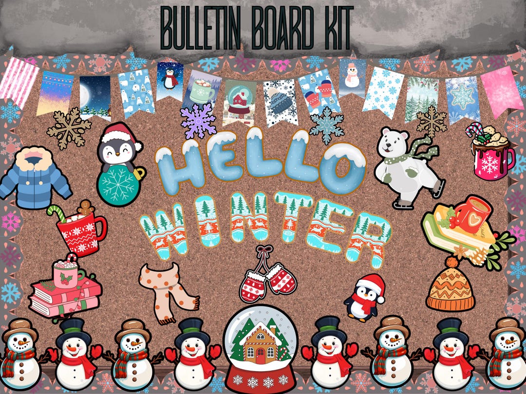Hello Winter Snowman Bulletin Board Kit: Printable Classroom Decor ...