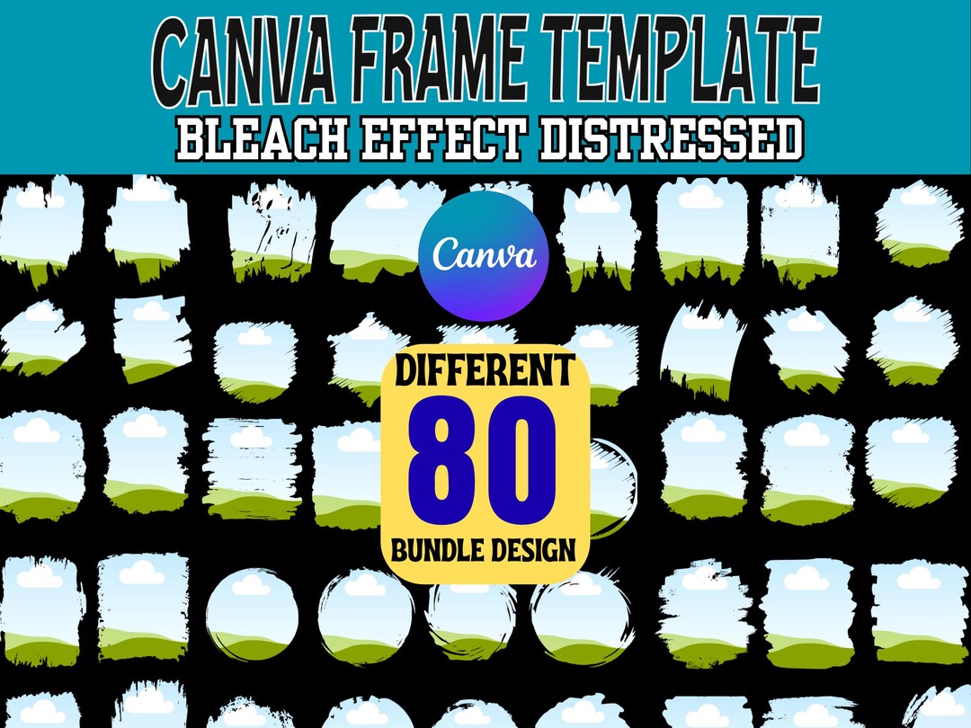 Bleach Effect Canva Frames, Distressed Brush Strokes, Photo Collage ...