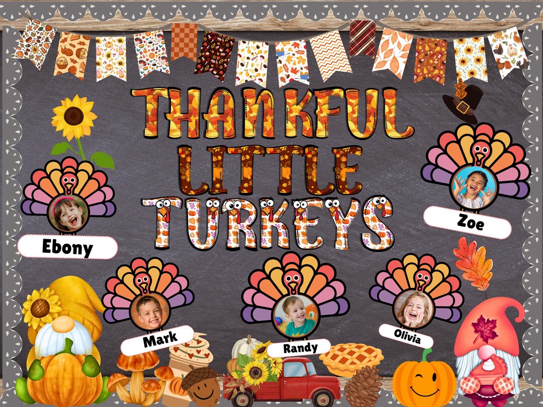 Thanksgiving Bulletin Board Kit Thankful Turkeys, Classroom Decor ...
