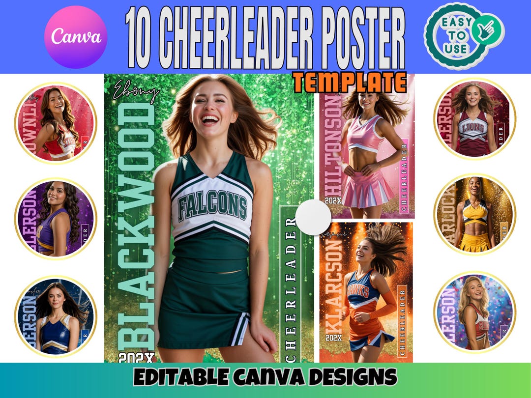 Cheerleader Poster Template Cheer Dance Canva Designs: Senior Sports ...