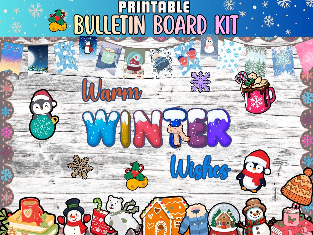 Winter Bulletin Board Kit Printable Set: December Classroom Decor ...