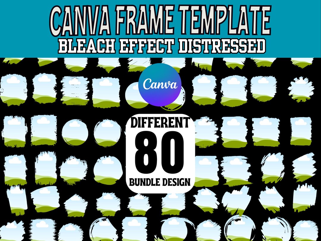 Bleach Effect Distressed Canva Frames Template, Drag Drop Photo ...
