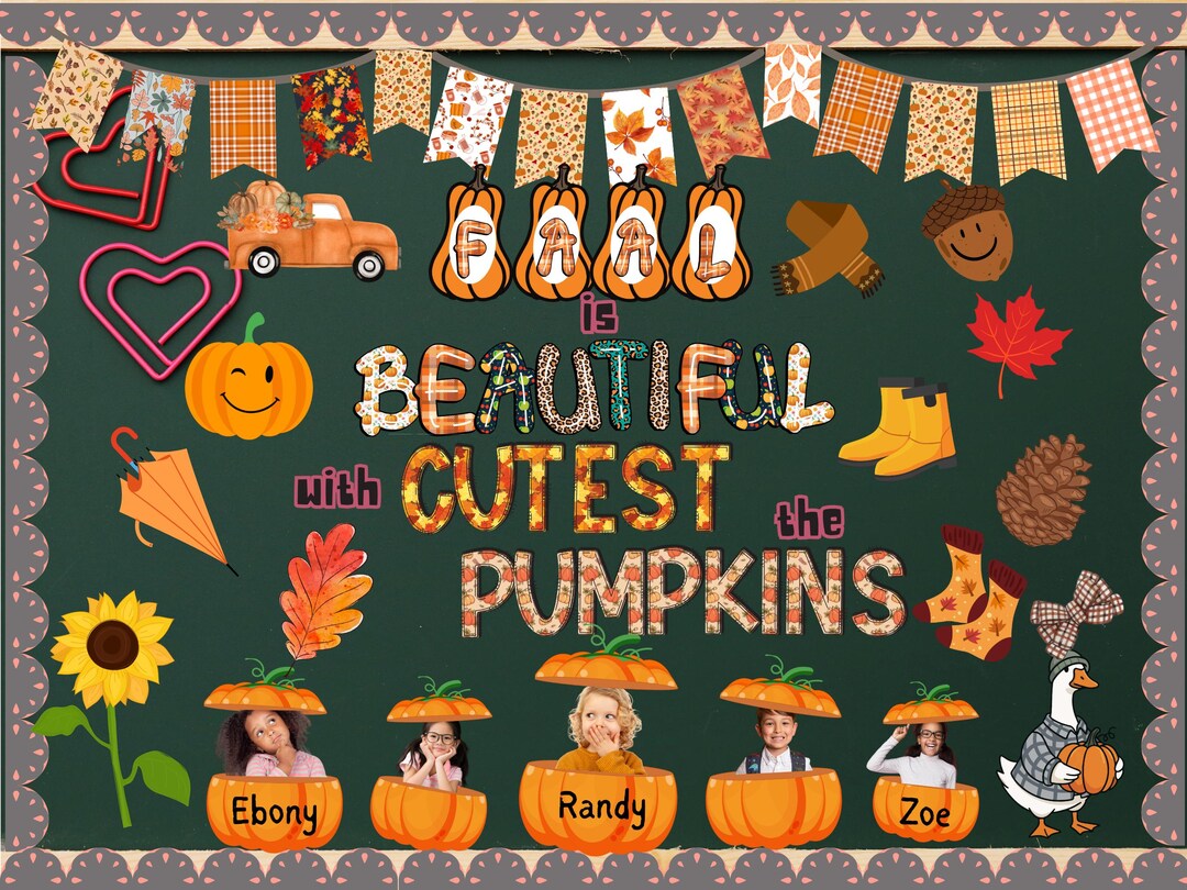 Pumpkin Fall Bulletin Board Kit Letters Fonts: Autumn Classroom ...