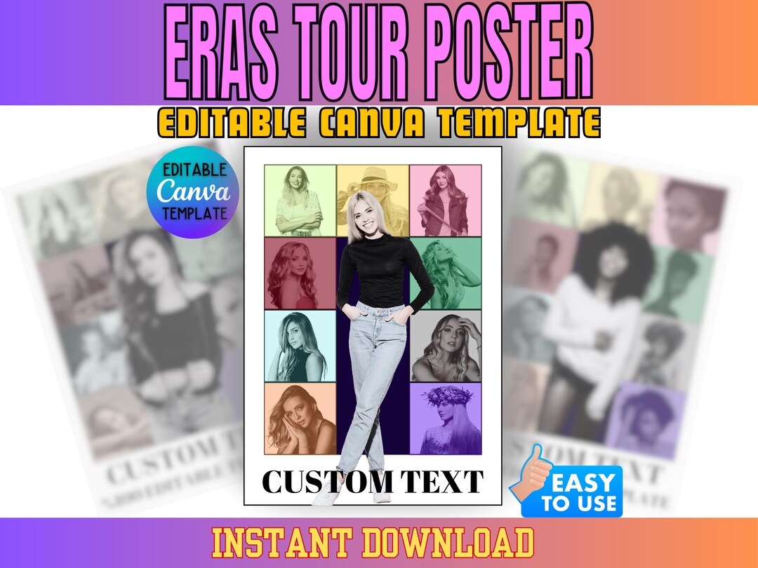 Eras Tour Poster Template, Editable Concert Party Sign (digital ...