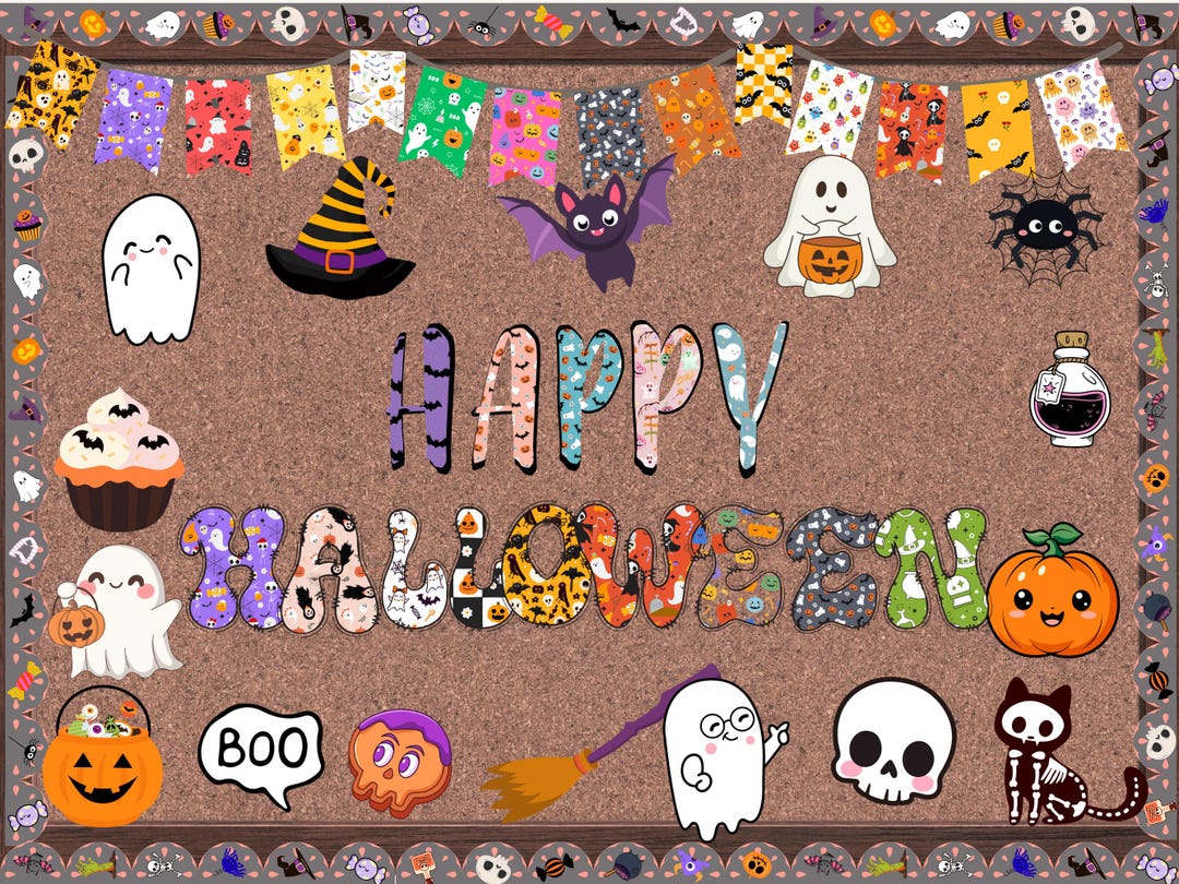 Happy Halloween Bulletin Board Kit: Spooky Classroom Decor (digital ...