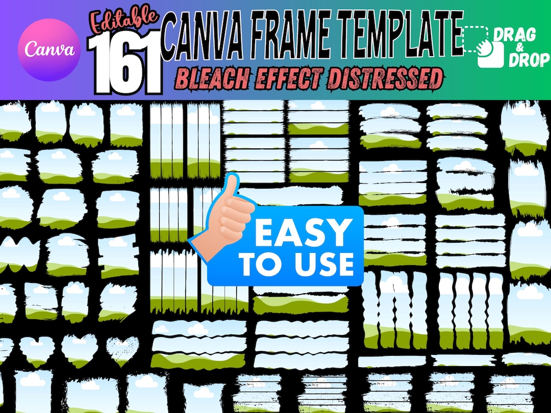 Distressed Bleach Effect Canva Frames Bundle (digital Download) - Etsy