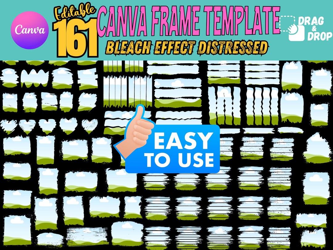 Bleach Effect Canva Frame Templates, Distressed Photo Collage (digital ...