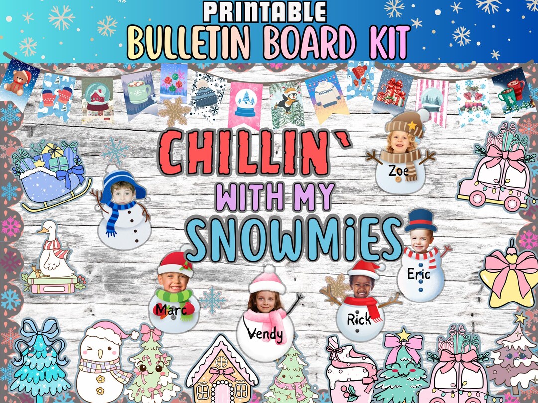 Winter Bulletin Board Kit Printable Set: December Classroom Decor ...