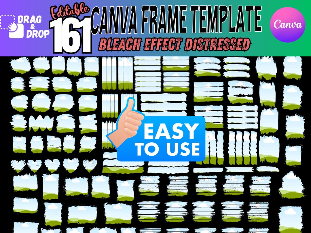 Canva Photo Collage Frame Templates Distressed Bleach Effect Digital ...