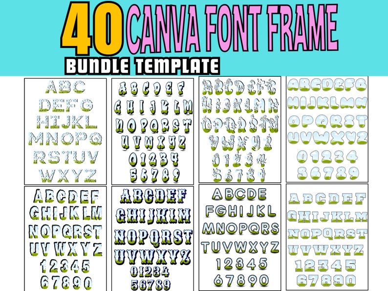 Canva Font Aplhabet Letter Frames Bundle: Doodle Letters Font Designs ...
