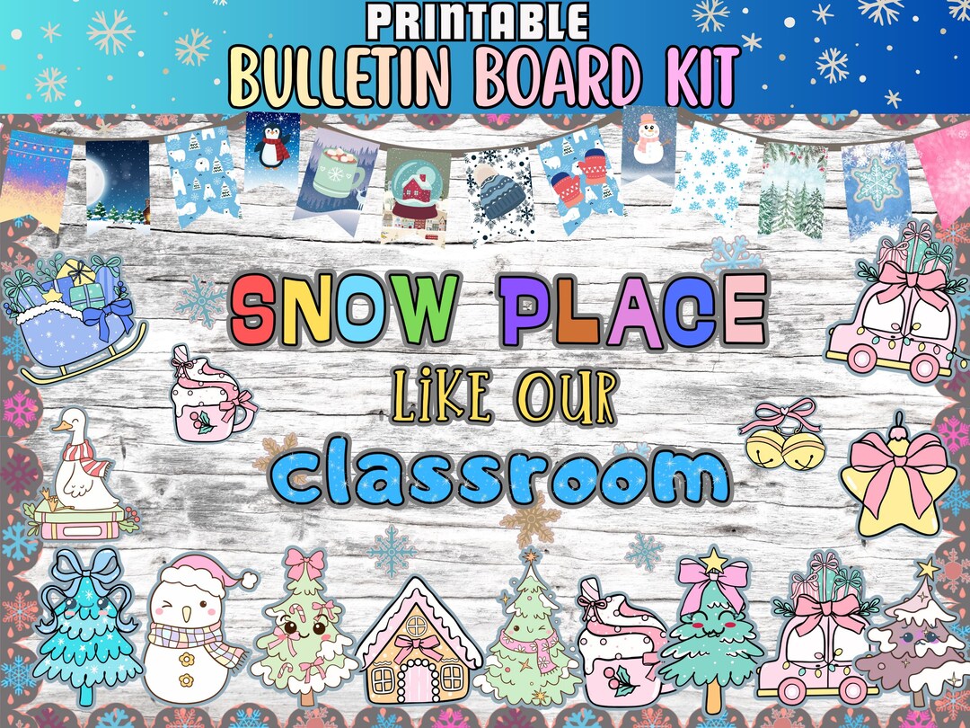 Winter Bulletin Board Kit Printable Set: Christmas Holiday Decor ...