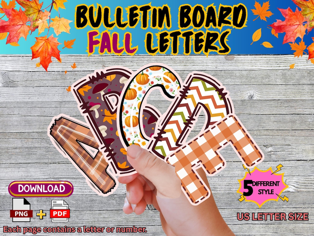 Fall Bulletin Board Alphabets Letter PNG PDF: Autumn Classroom ...