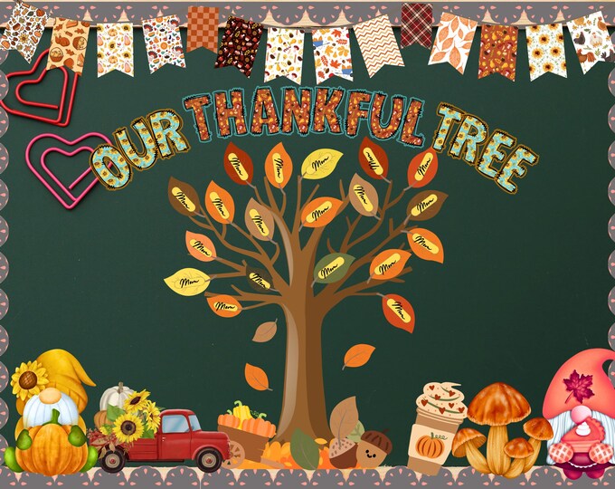 Fall Leaves November Bulletin Board Kit Ideas • Gratitude Thankfulness ...