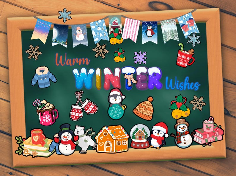 Winter Bulletin Board Kit Printable Set: December Classroom Decor ...