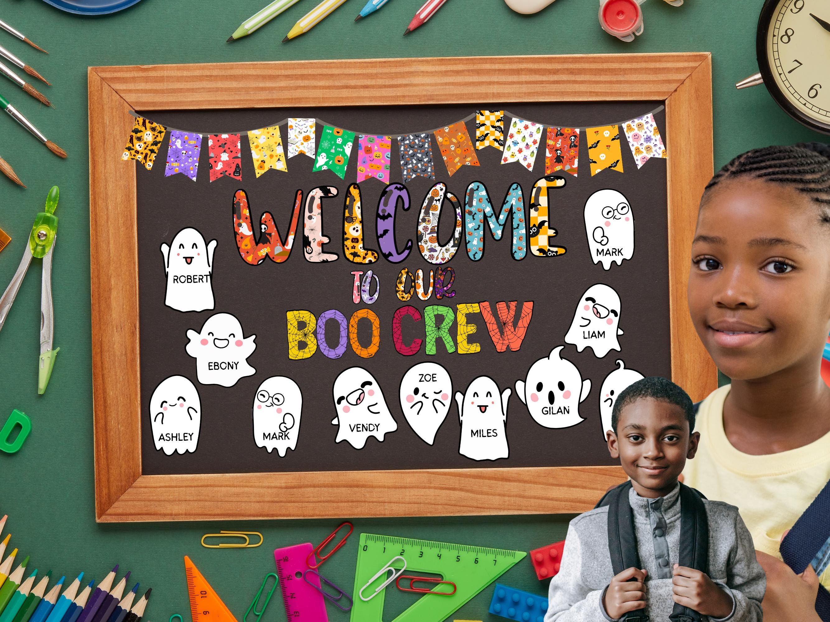 Printable Bulletin Board Decor Halloween Kit, Halloween Boo Crew ...