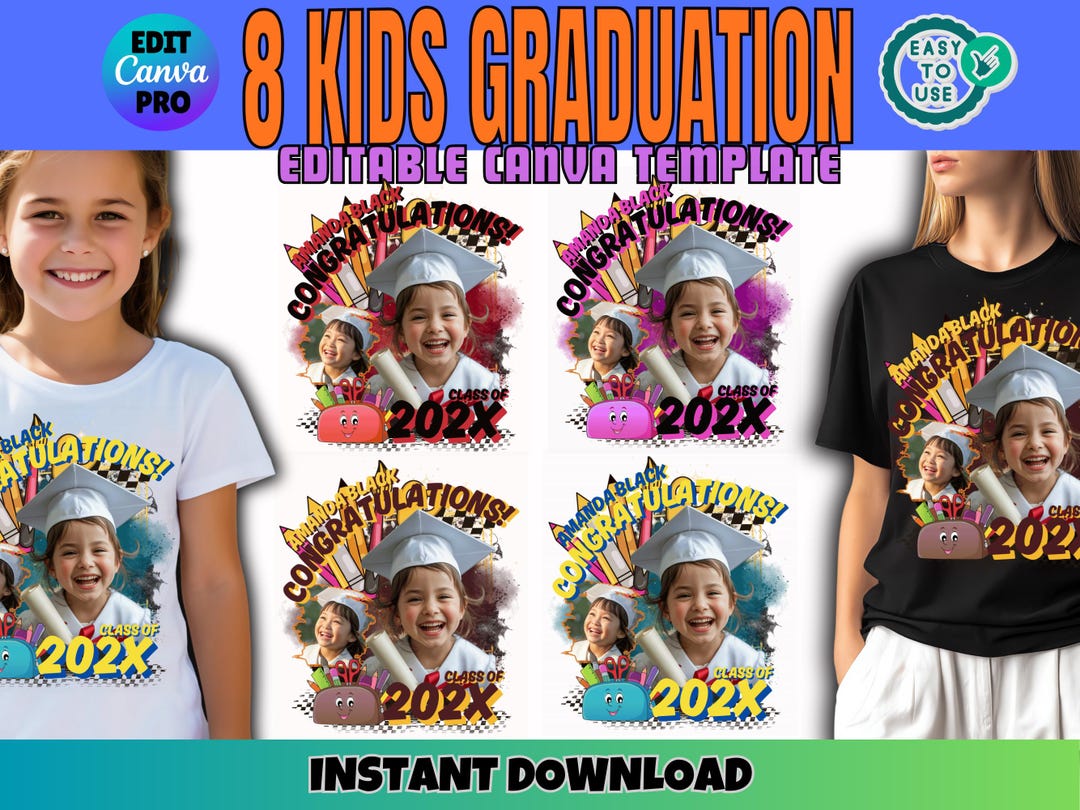 Kids Graduation Shirt Template Pre-k Grad Designs Elementry Class of ...