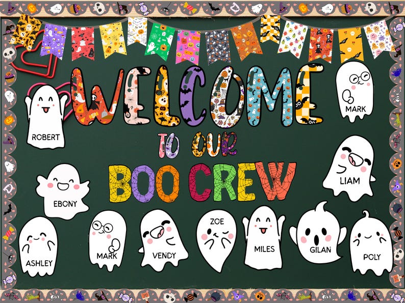 Printable Bulletin Board Decor Halloween Kit, Halloween Boo Crew ...