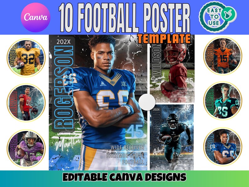 Senior Football Poster Template Canva Designs: Custom Editable Sports ...