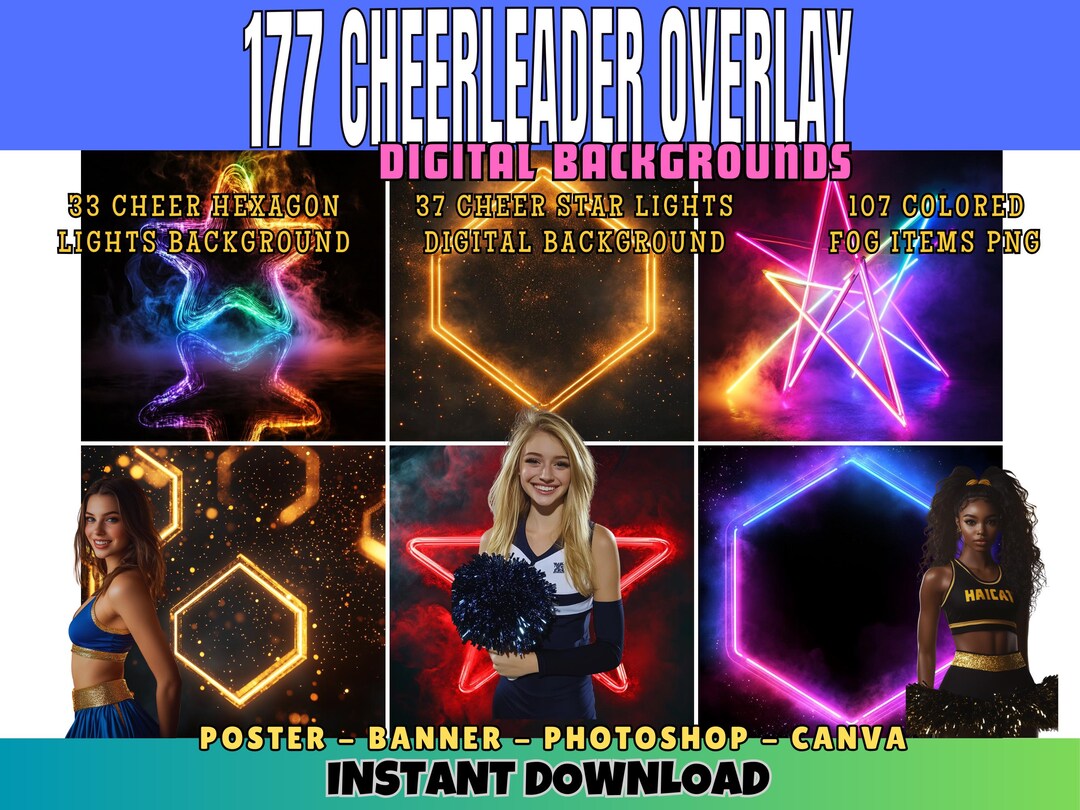 Cheerleader Digital Backdrop, Sports Photography Poster Template ...