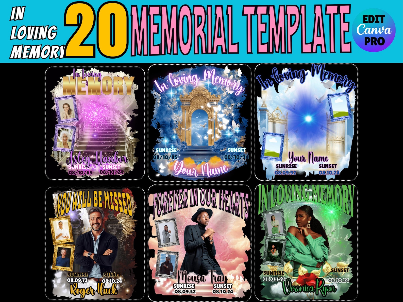 Memorial Canva Template Bundle, Funeral Designs (digital Download) - Etsy
