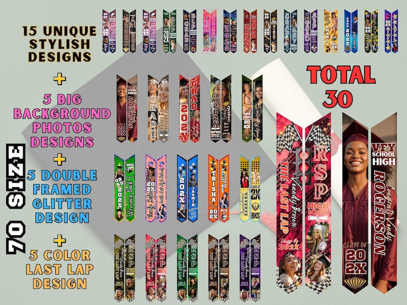 2026 Graduation Stole Senior Grad Canva Templates: Editable Graduation ...
