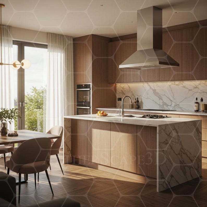 3D Kitchen Interior Rendering – Custom Realistic Architectural ...