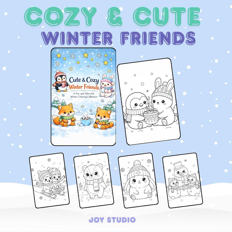 20 Winter Coloring Pages for Kids, Kids Activity Book, Digital Download ...