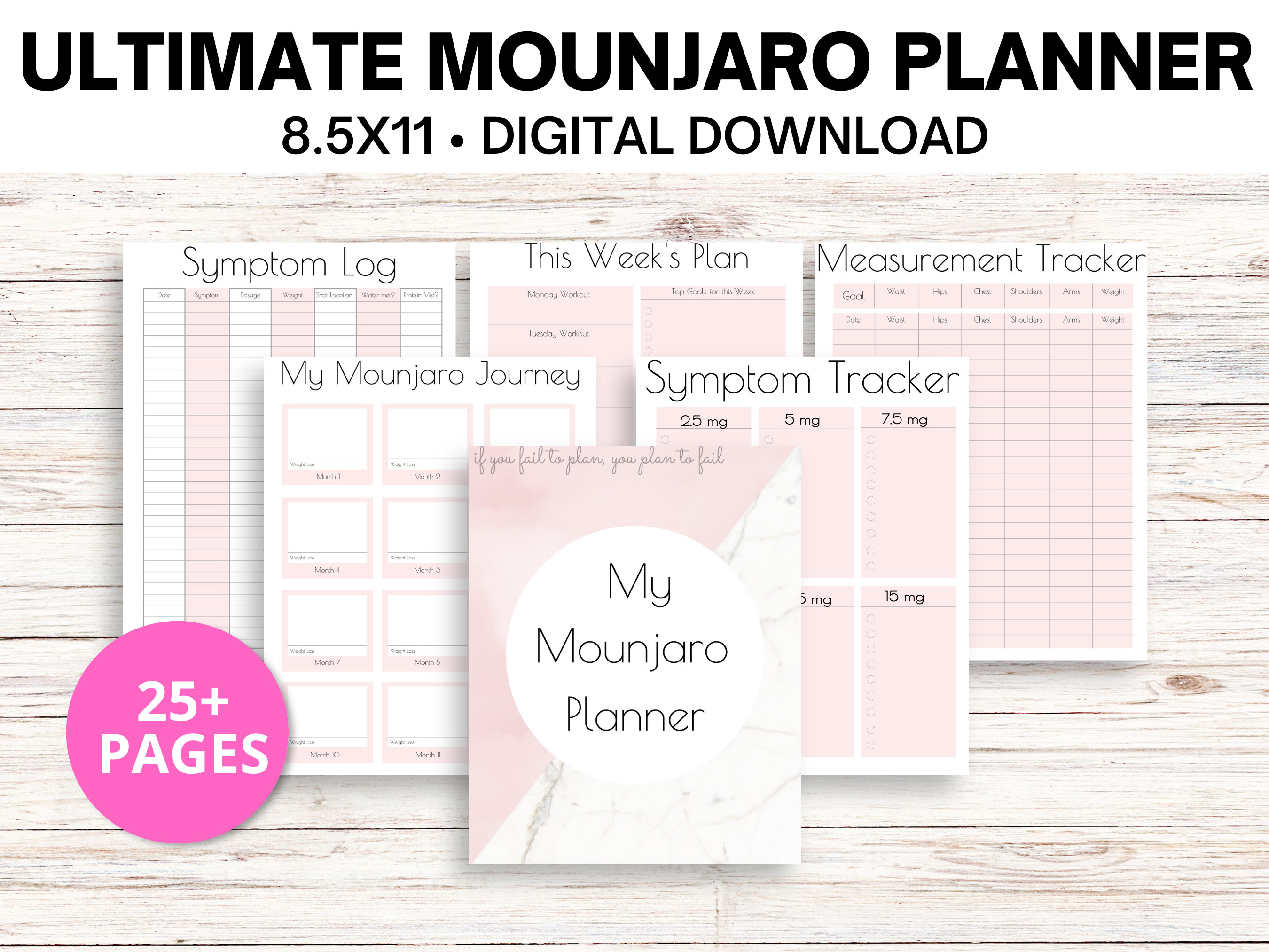 Mounjaro Weight Loss Tracker PDF, Weightloss Journal, Fitness Planner ...