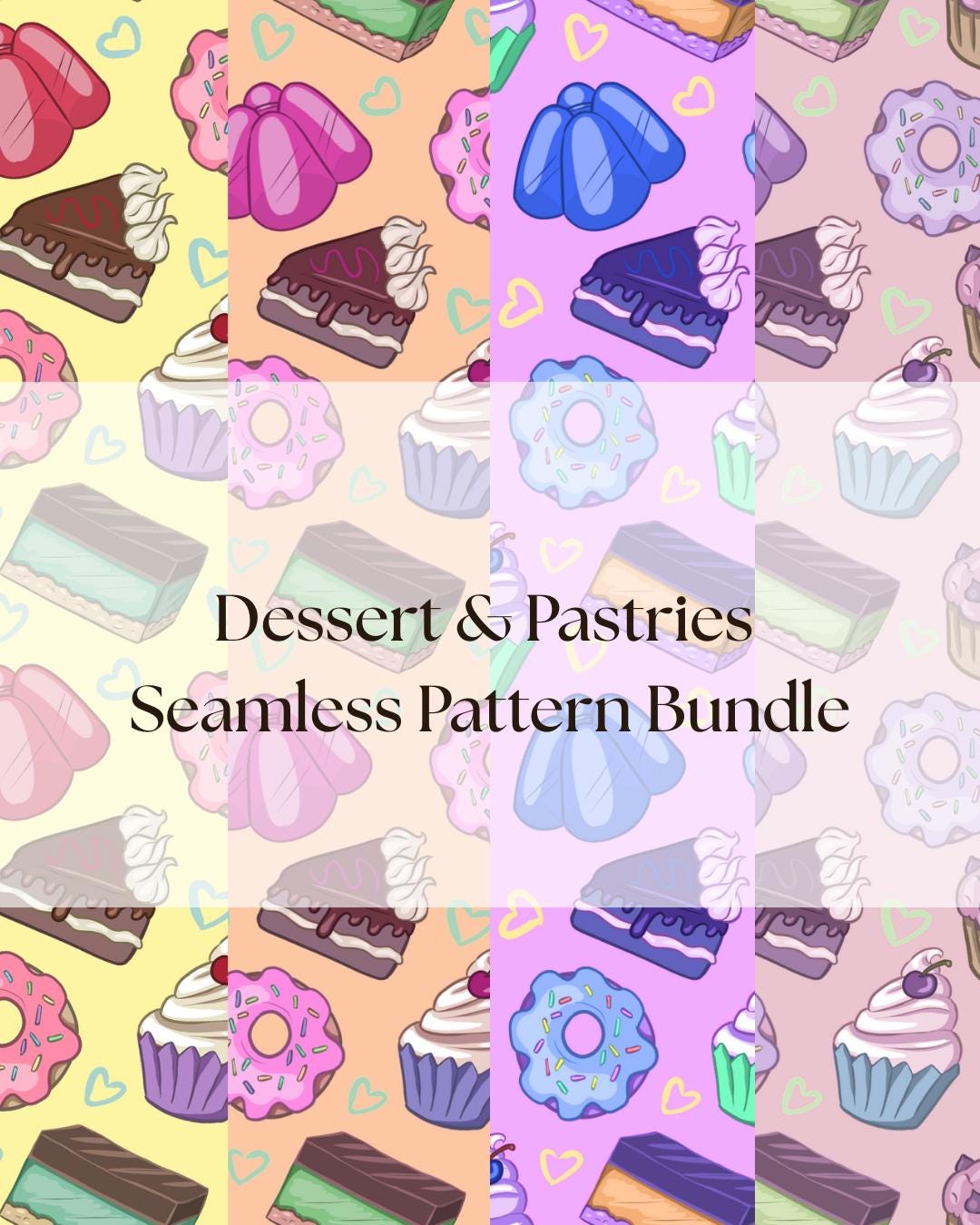 Cute Pastel Dessert & Pastries Seamless Pattern | PNG Digital Download ...