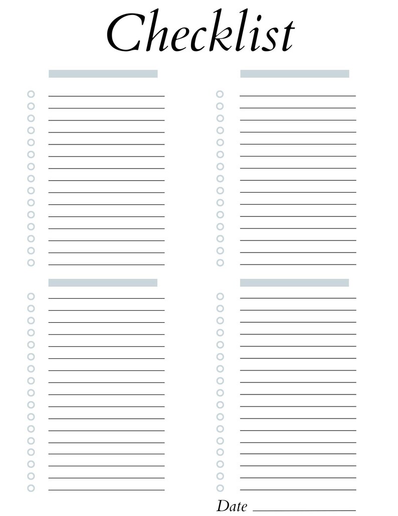 US Letter Blank Checklist Printable • Minimal to Do List PDF Editable ...